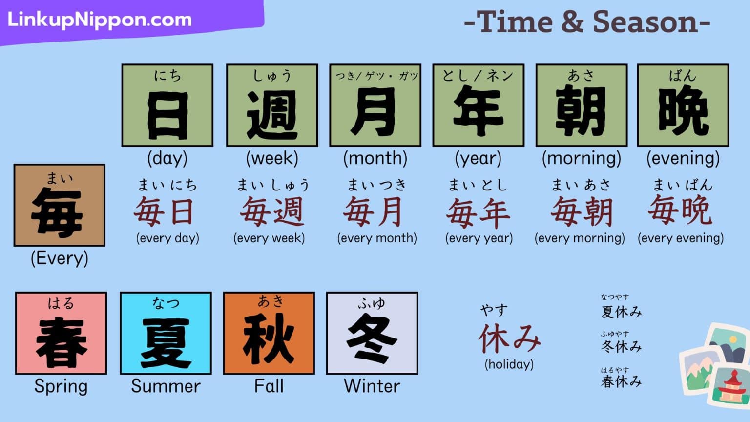 Basic Japanese Vocabulary #6 : day&time -日(ひ)・時(とき)-