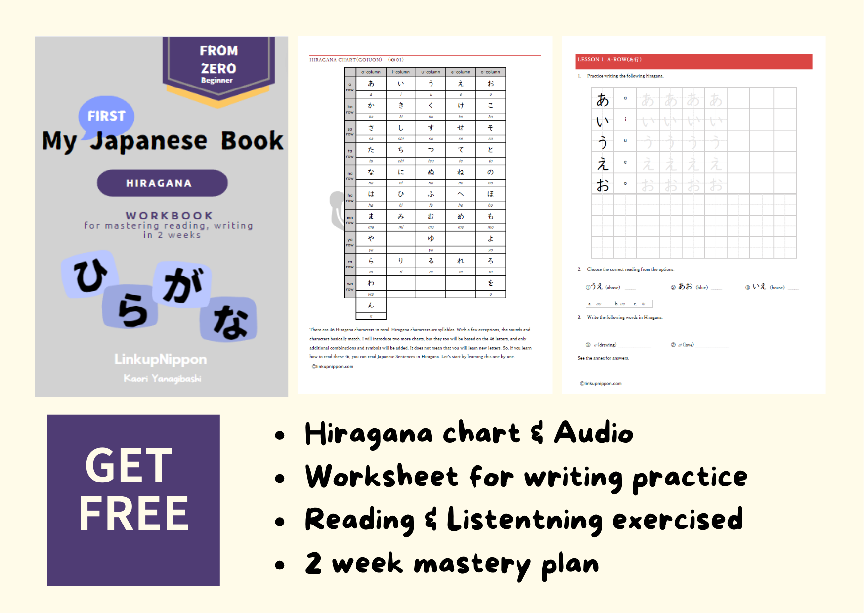 Japanese Hiragana chart and audio - Linkup Nippon